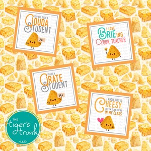 Printable Valentine Tags for Students, Funny Cheese Puns, Instant ...