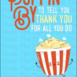 Printable Employee Appreciation Card, Instant Download Popcorn Themed ...