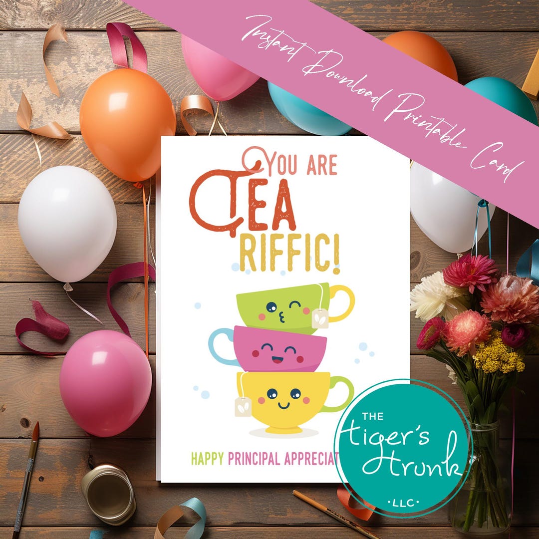 Printable Principal Appreciation Card: Tea Theme Thank You (PDF) - Etsy
