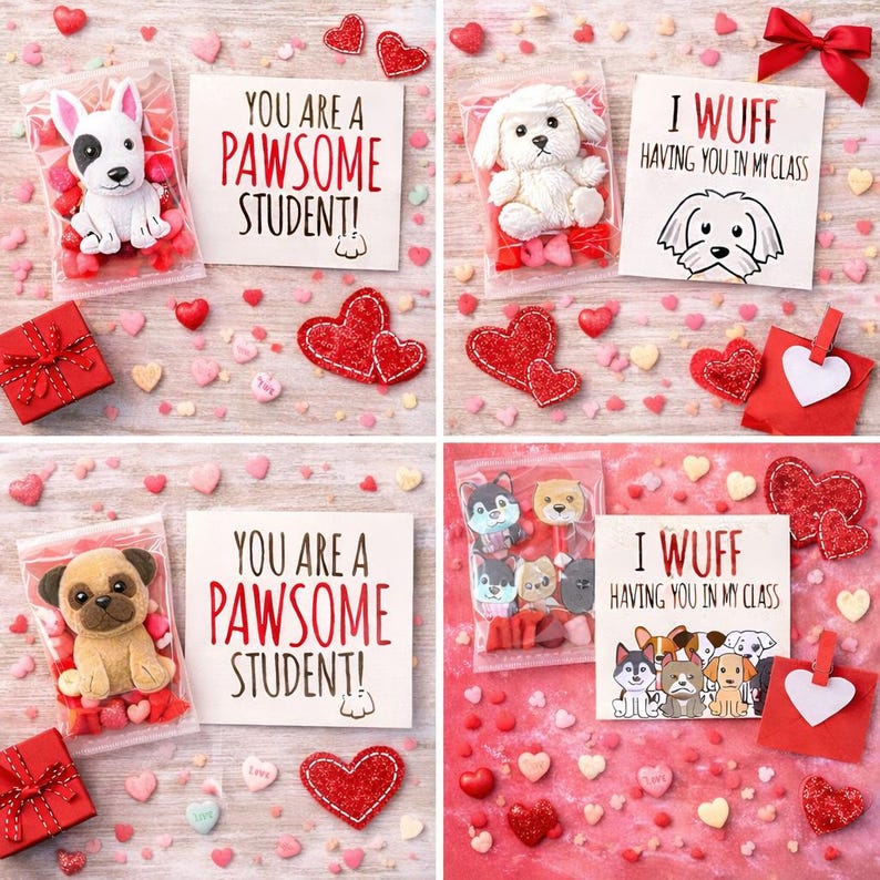 Pawsome Valentine Cards for Students, Dog Theme (printable PDF) - Etsy