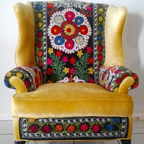 Made to Order Vintage Arm Chair Wing Back. Multicolor. Seat | Etsy
