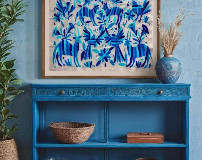 Shades of Blue Otomi Wall Decoration Hand Embroidery TEXTILE Art Wall ...