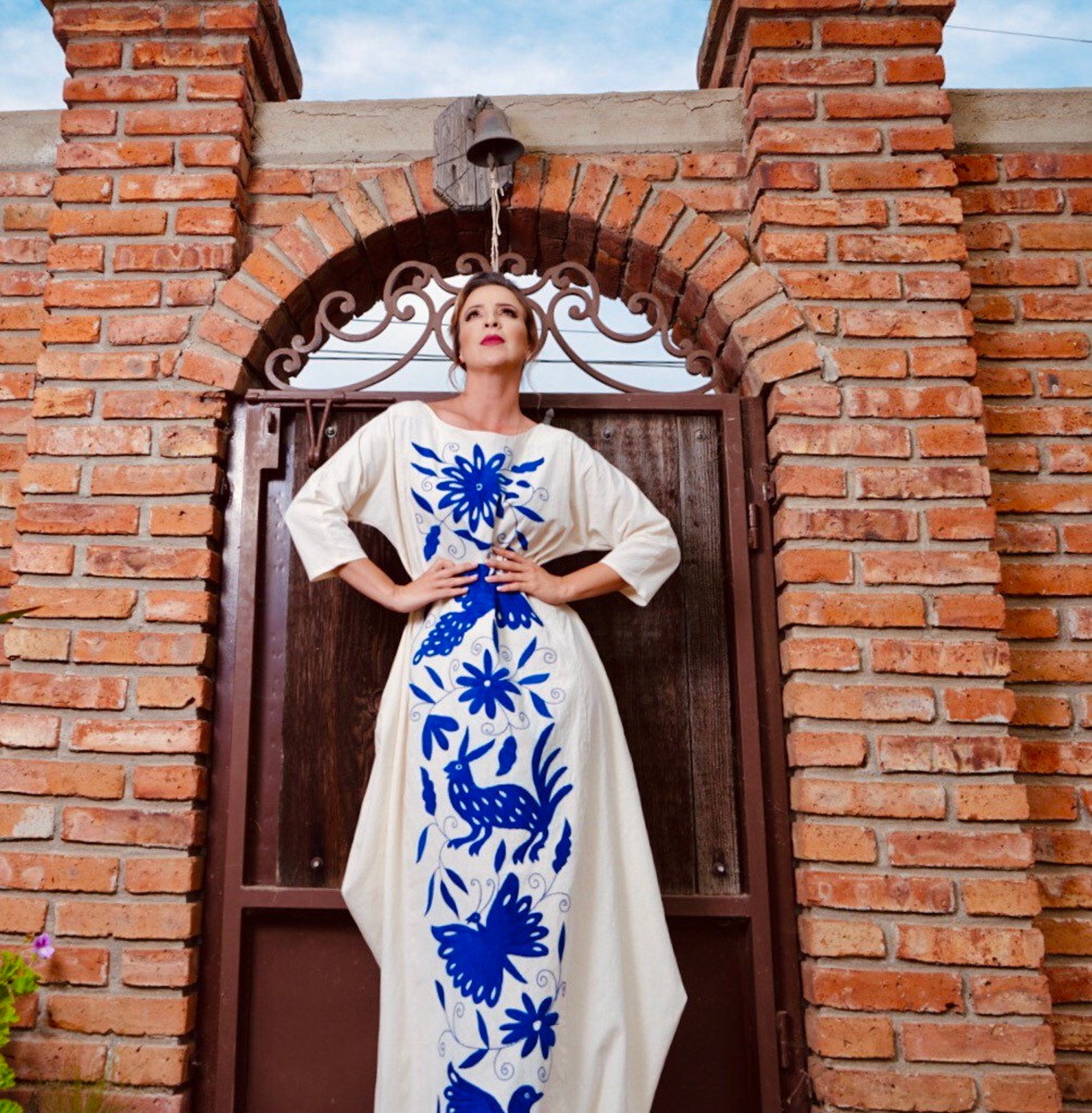 Long Bohemian Otomi Dress “CHOLULA” Tunic Otomi Mexican Wedding Dress ...