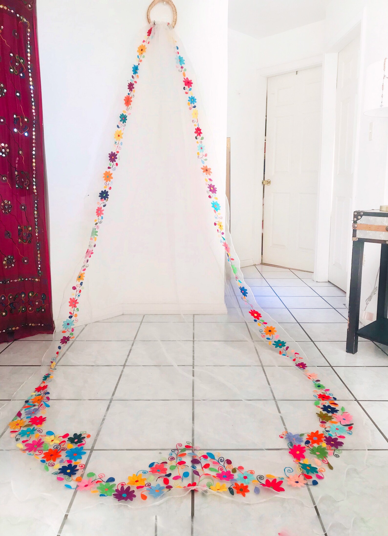 Mexican Veil Multicolor Flowers | CATEDRAL MORELIA - Etsy