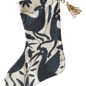 OTOMI CHRISTMAS STOCKING Charcoal Gray Otomi Stocking Hand Embroidery ...