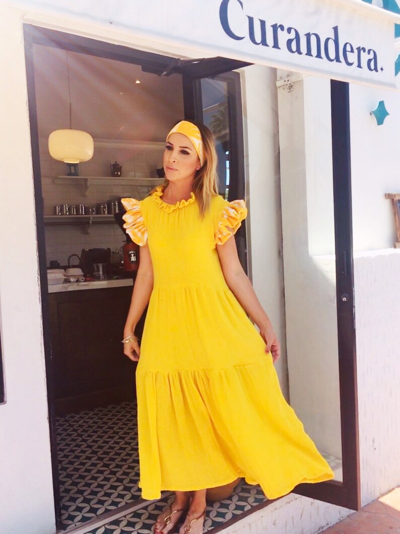 The MERIDA Boho Chic Dress Yellow Ruffles Resort Style - Etsy