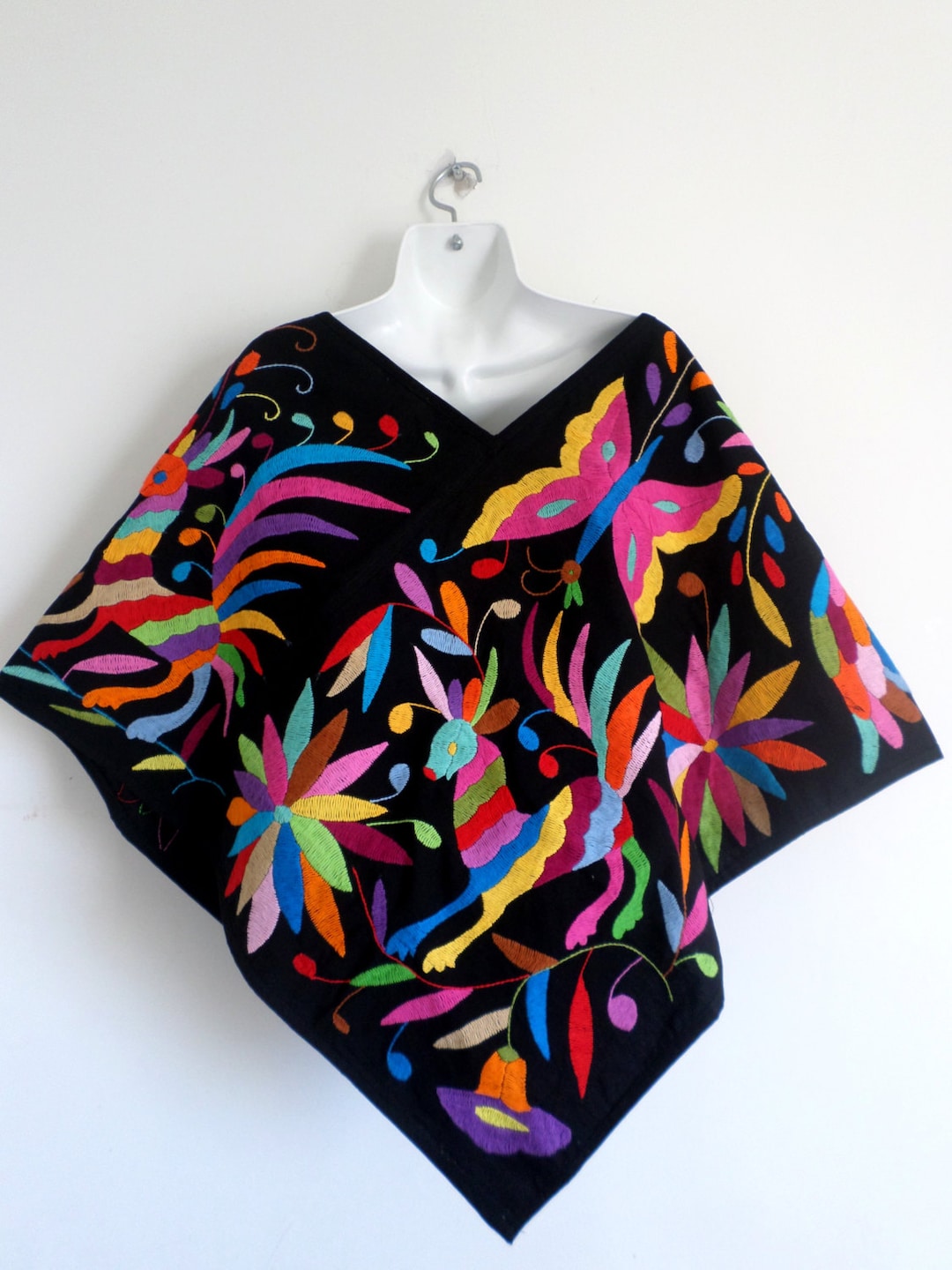Gorgeous Hand Embroidered Black Multicolor #OTOMI Poncho (also Known as ...