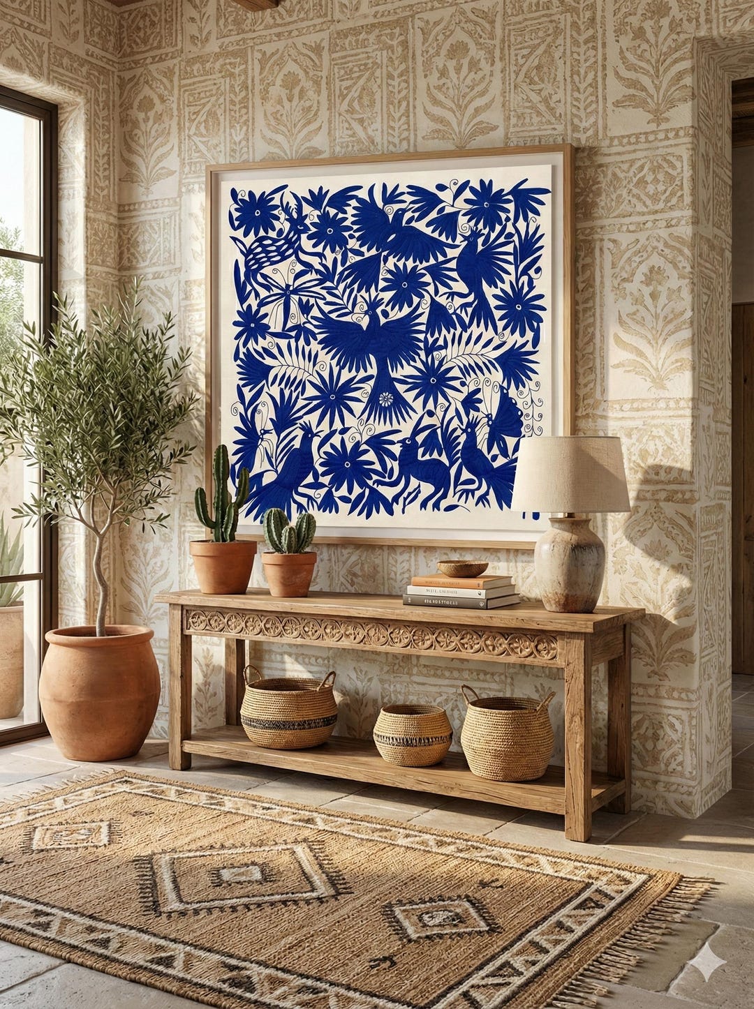 Cobalt Blue Otomi Wall Decor | Sueño De Añil (indigo Dream)hand ...