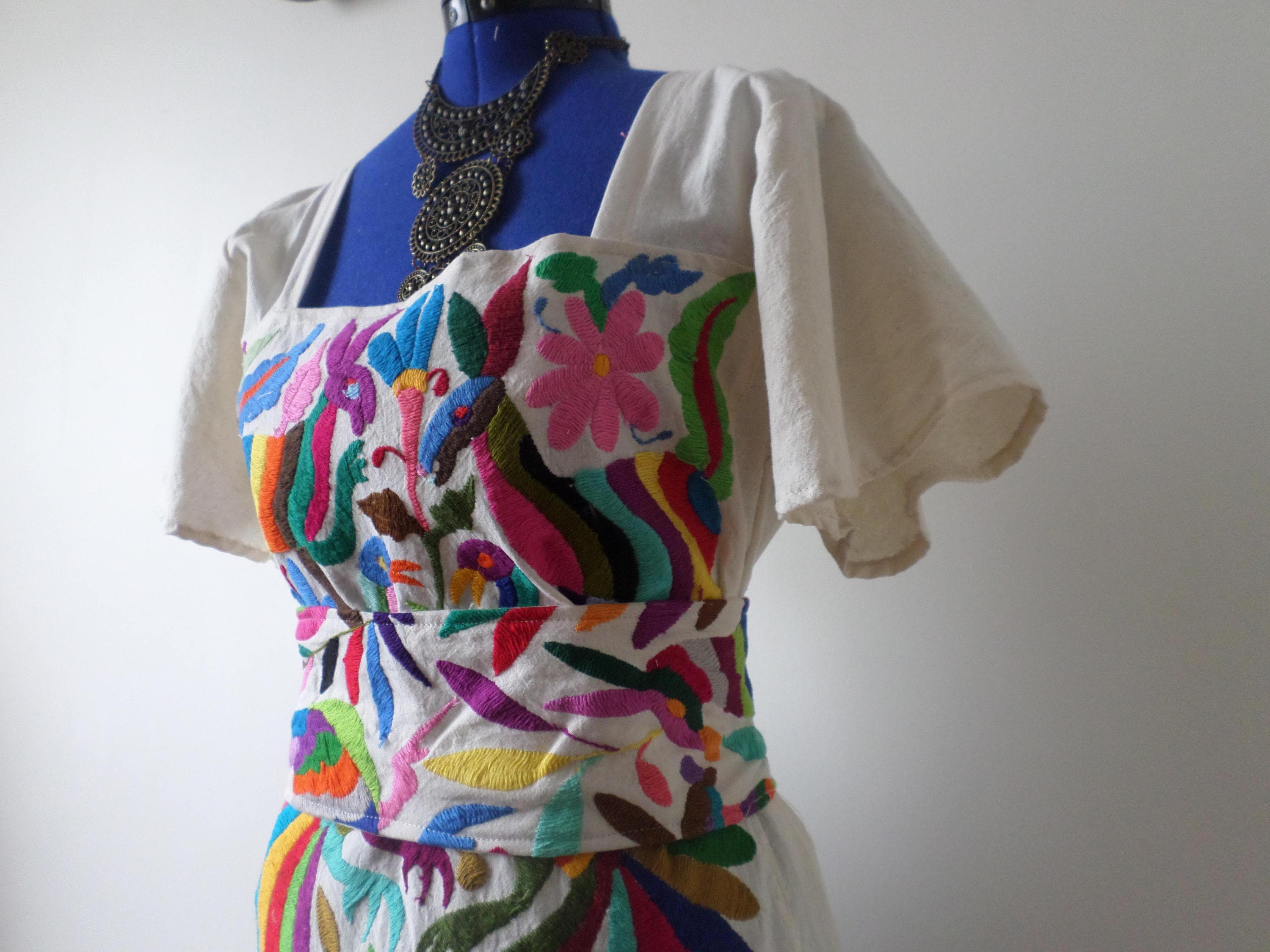 Hand Embroidered Otomi Blouse - Mexican Manta, Organic Fabric - Etsy