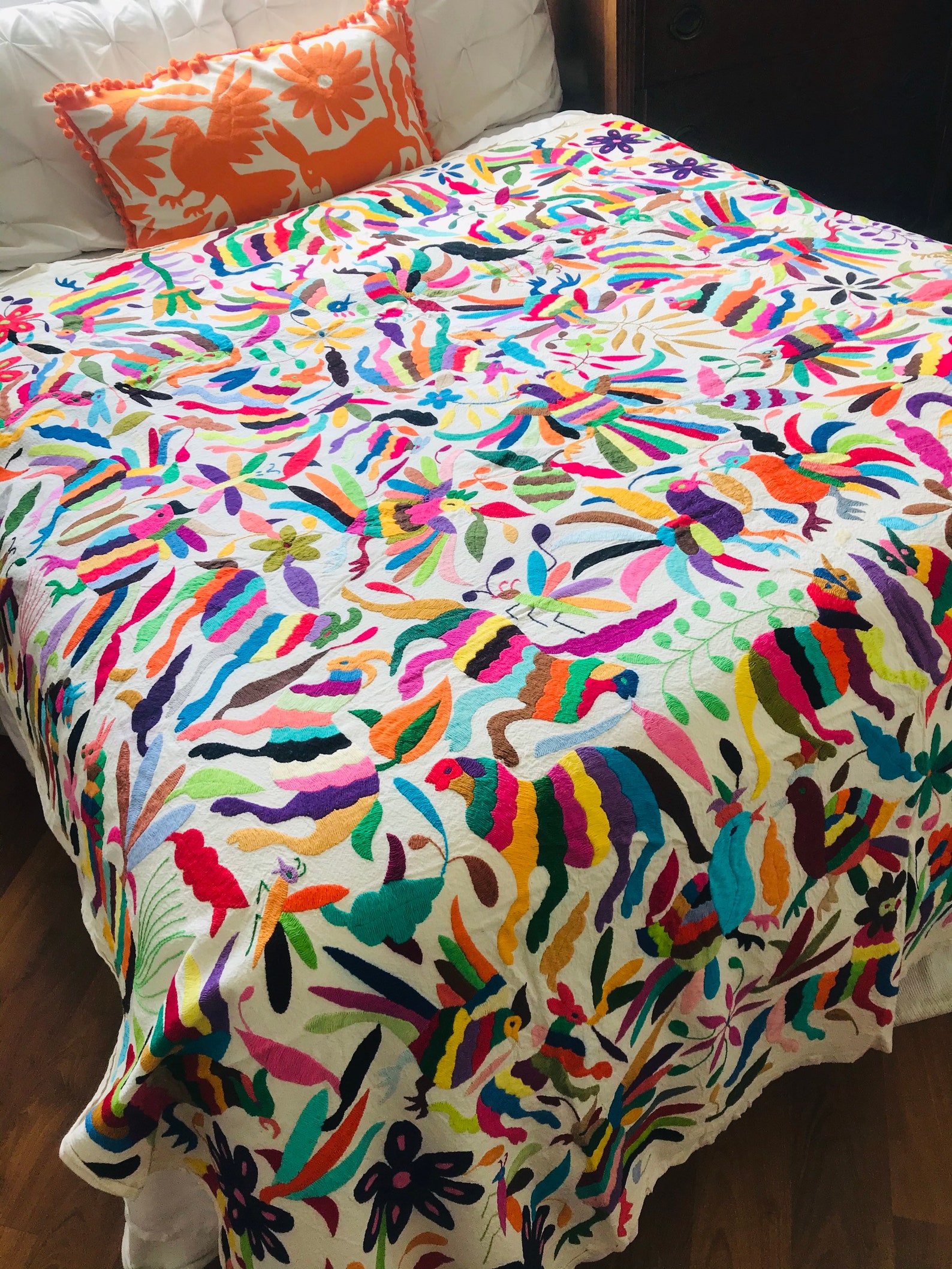 Ready to ship Multicolor handmade quilt handembroidered by | Etsy