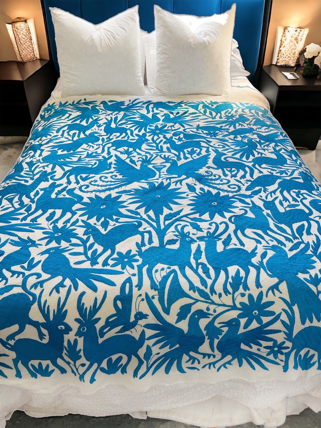 Otomi Blue Fabric | Mexican Otomi Print Upholstery Fabric by the Yard ...