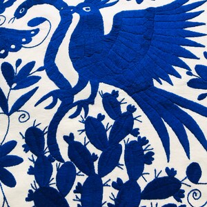 Cobalt Blue Otomi Wall Decor | Hand Embroidery Mexican Textile Art Wall ...