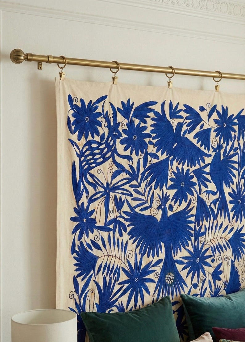 Cobalt Blue Otomi Wall Decor | Sueño De Añil (indigo Dream)hand ...