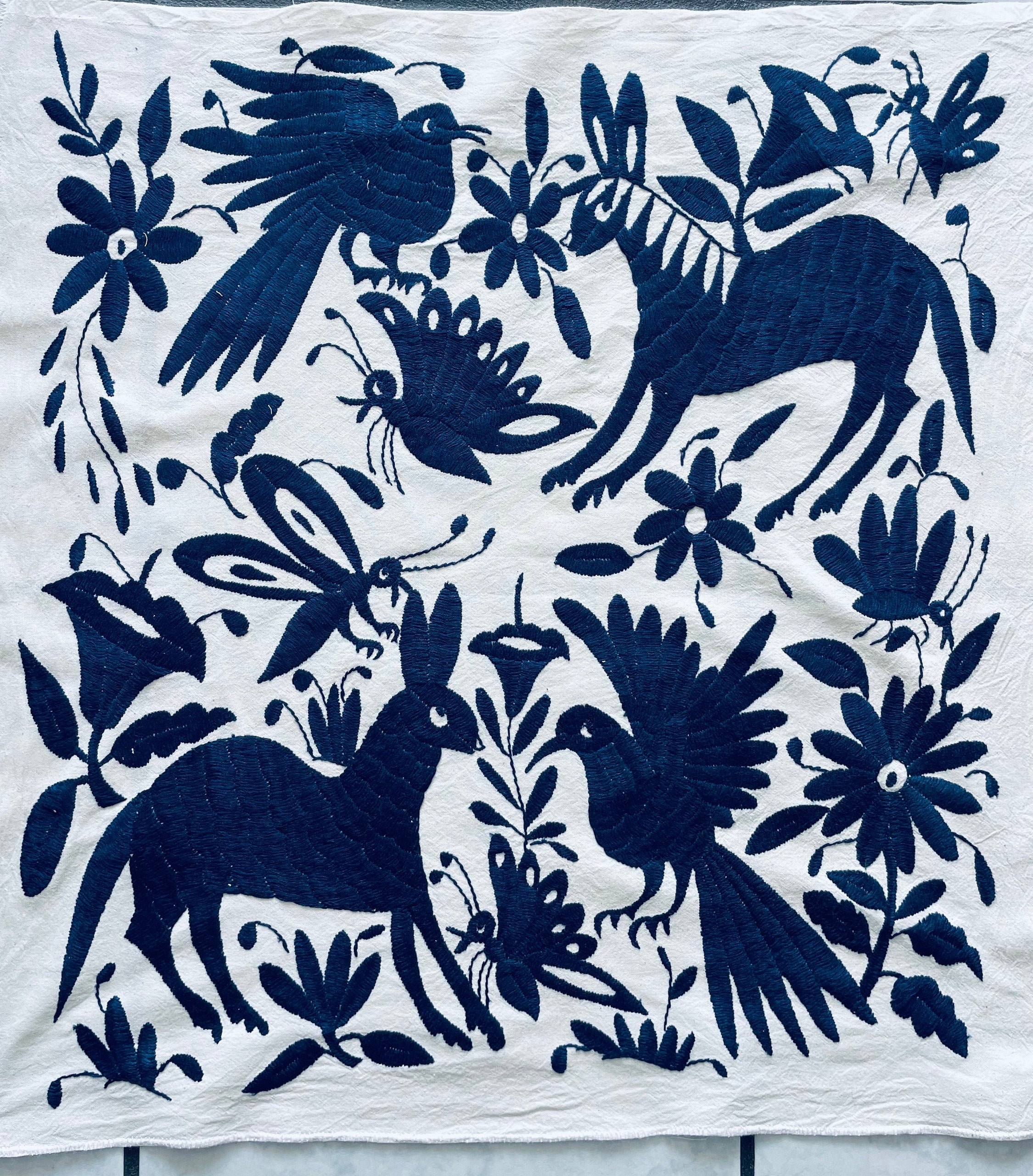 Kids Room Modern Blue Otomi Wall Decoration | Hand Embroidery Mexican ...