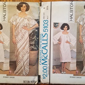 Retro Sewing Pattern Designer Halston Gown Timeless Lot 1976 Lot of 2 ...