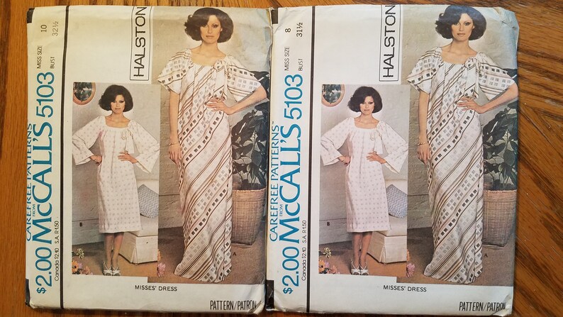 Halston Retro Sewing Pattern Designer Gown Timeless Lot 1976 Lot of 2 ...