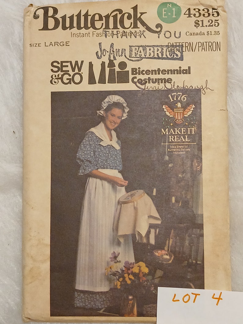 Sewing Pattern Colonial Costume Bicentennial 1976 1776 Historical ...