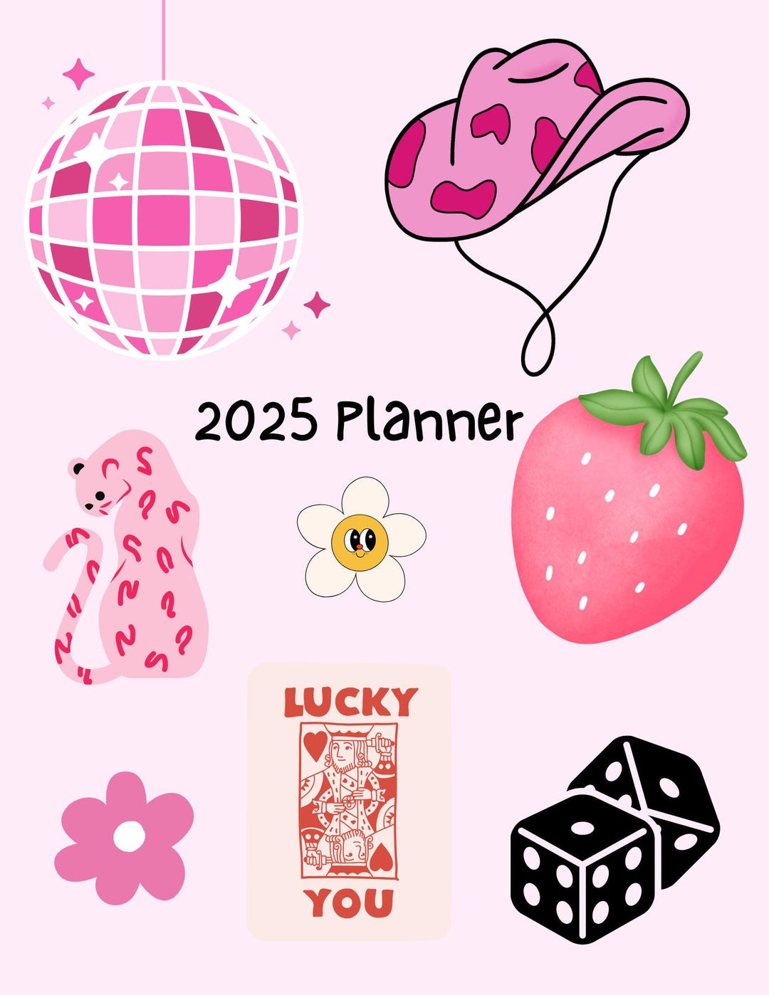 2025 Cute Girly Planner Dashboard Retro Pink - Etsy