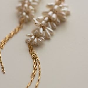 Statement Pearl Earrings Tassel Jewelry Long Bridal Earrings Freshwater Pearl Ethically Made ...