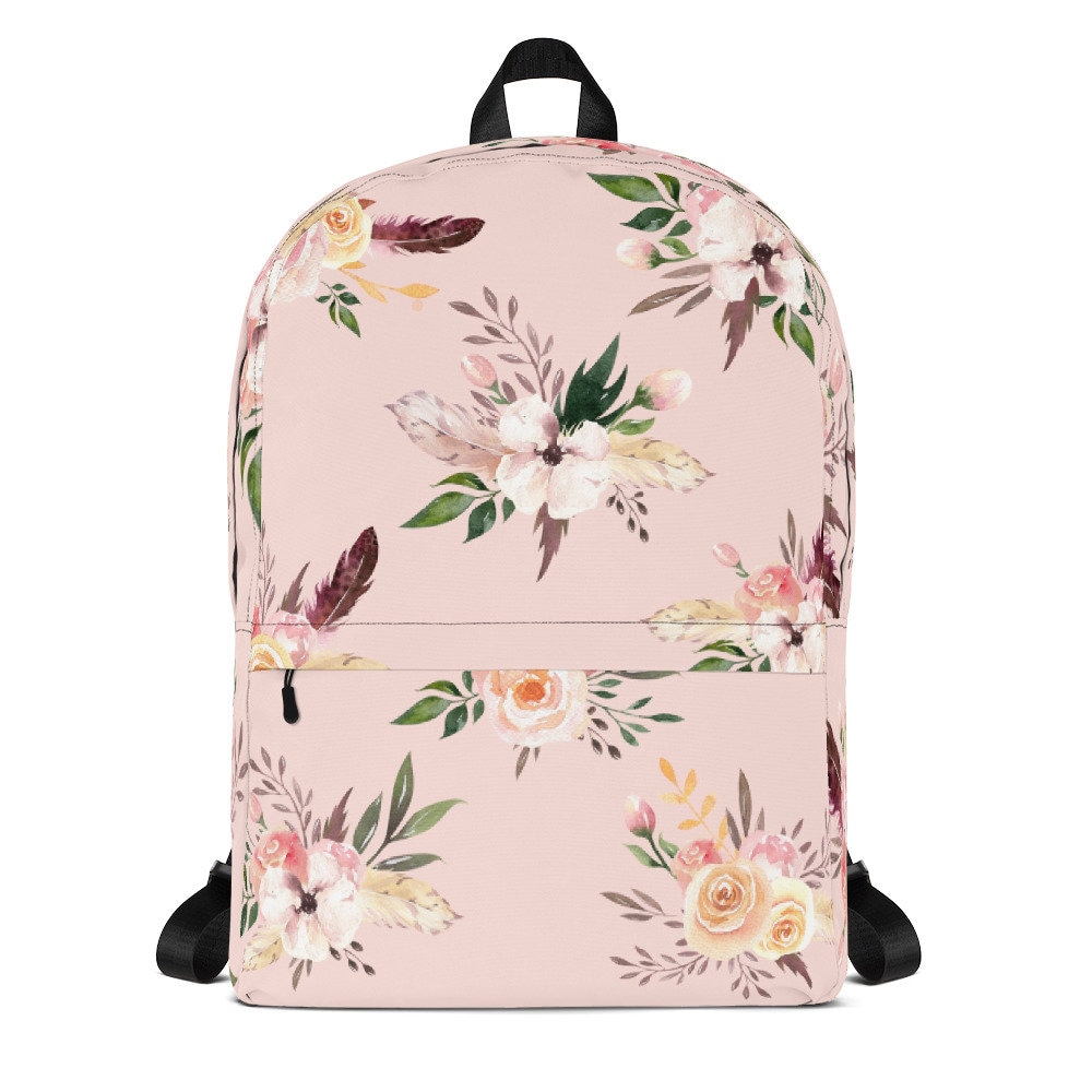 Floral Watercolor Bohemian Pink Women's Laptop Backpack or Diaper Bag ...