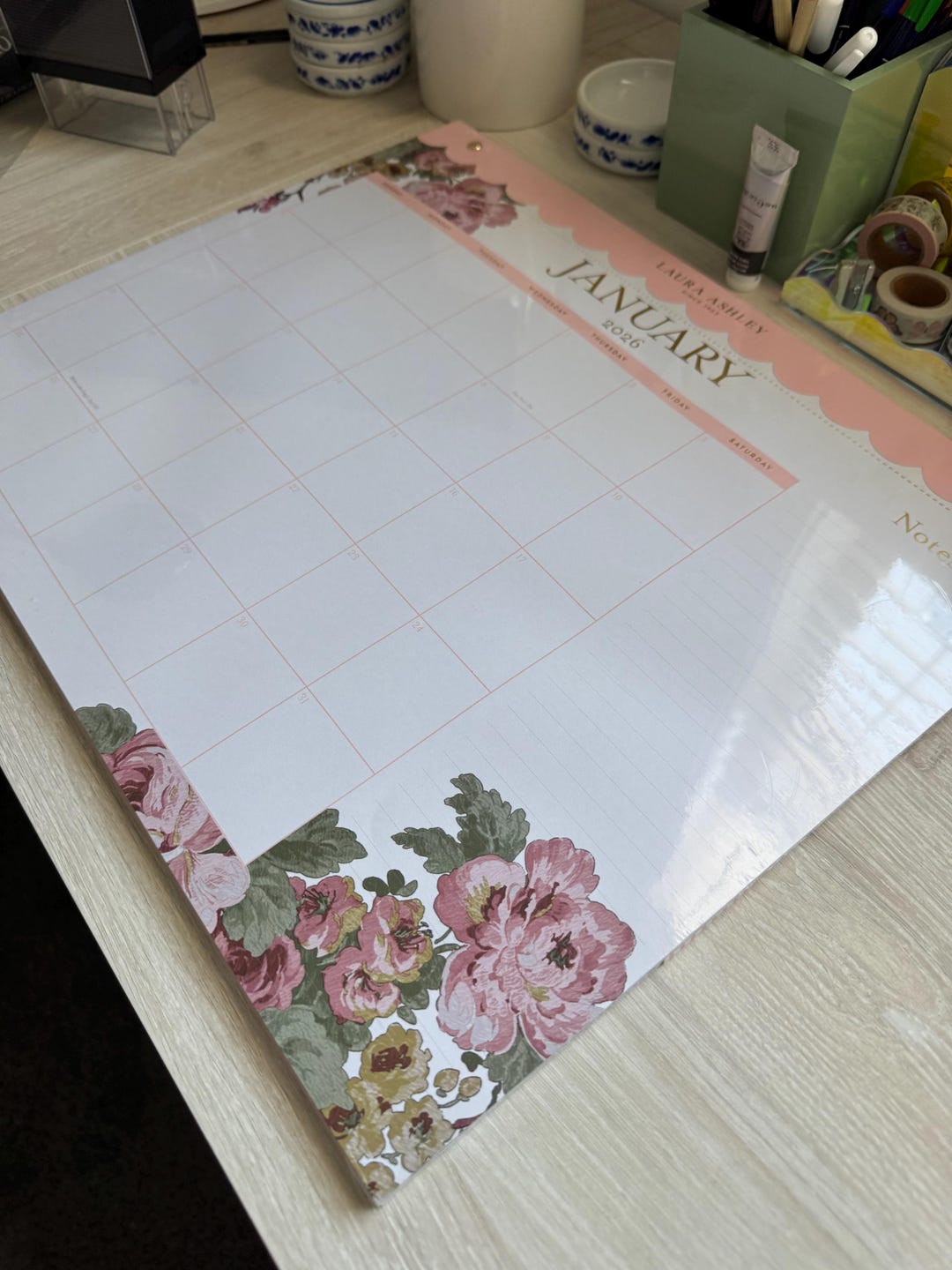 LAURA ASHLEY 2025-2026 FLORAL Pink Desk Calendar With Note Cards - Etsy