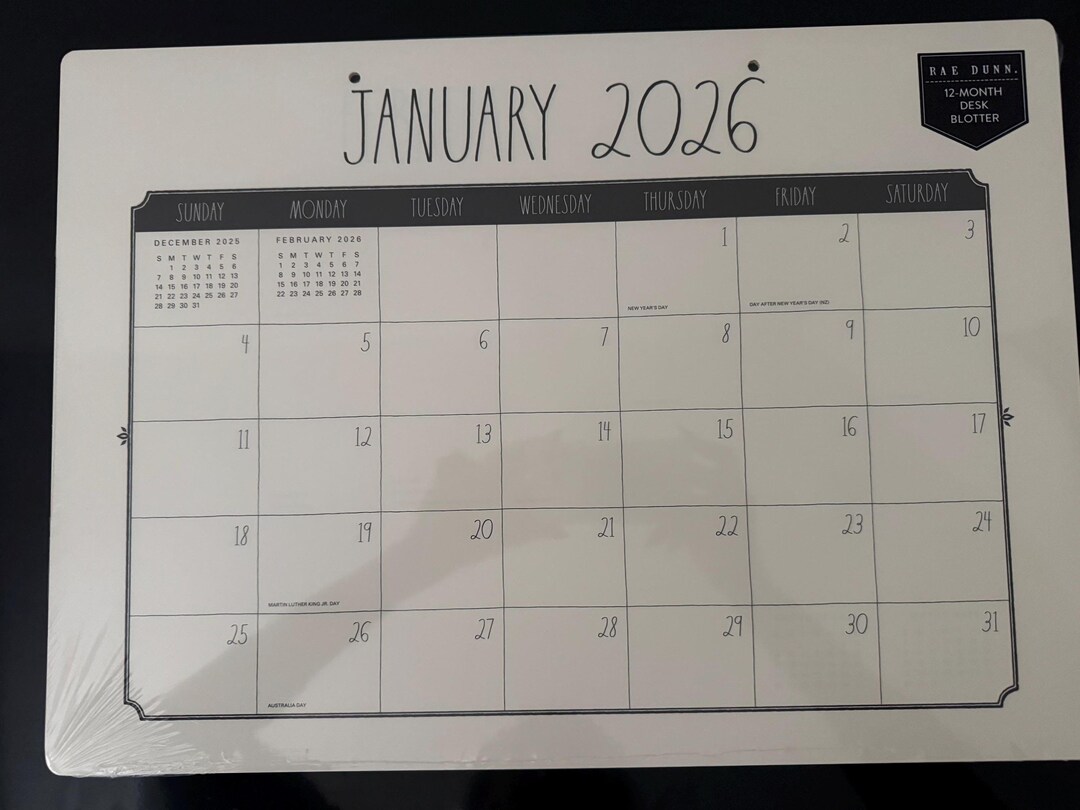 RAE DUNN 2025-2026 Black Border Frame Desk Calendar With Note Cards - Etsy