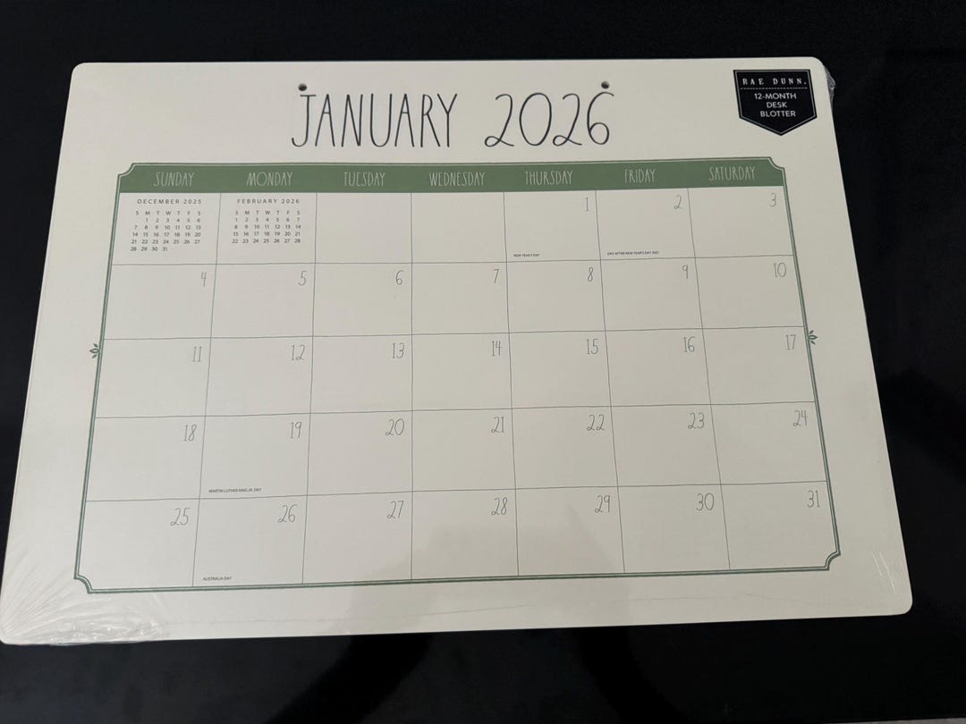 RAE DUNN 2025-2026 Green Border Nframe Desk Calendar With Note Cards - Etsy