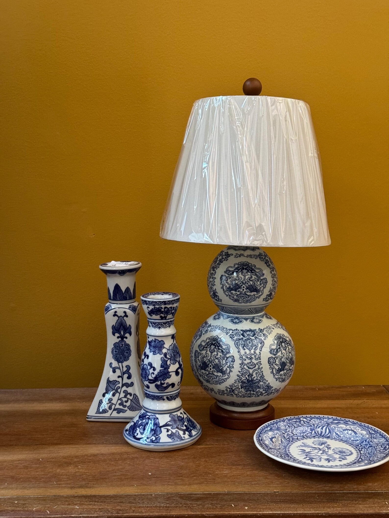 RALPH LAUREN Gourd Table Lamp - 21" H - Blue and White Chinoiserie ...