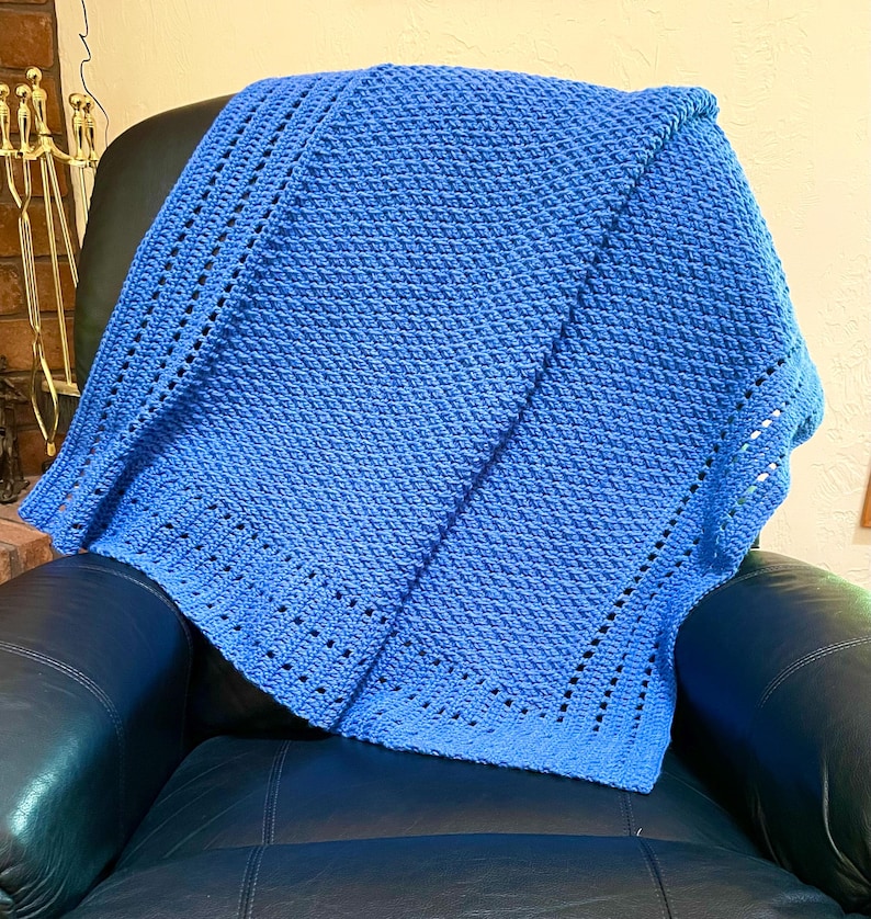 Crochet Blanket PATTERN: Textured Design With Built-in Border (PDF ...