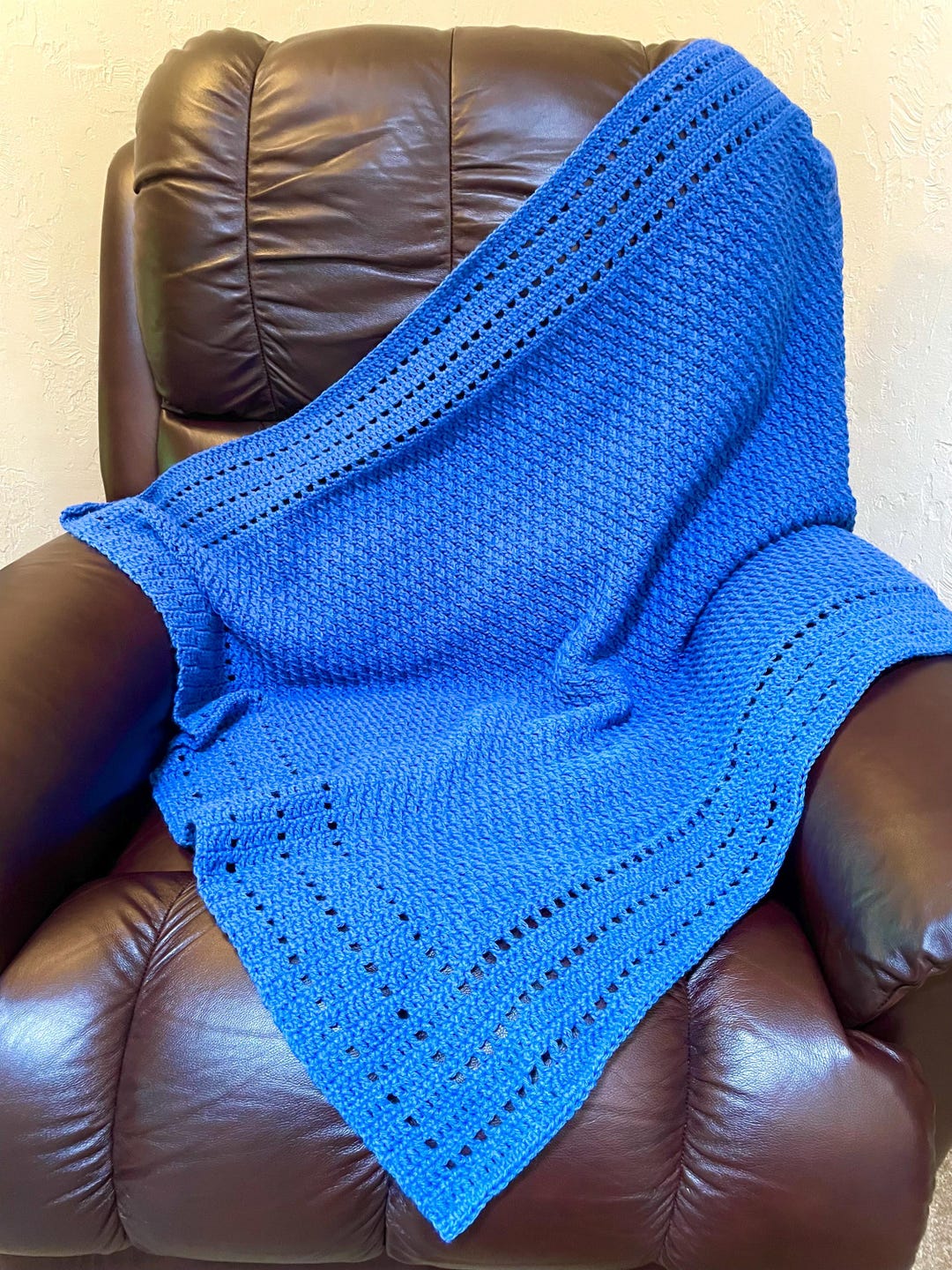Crochet Blanket PATTERN: Textured Design With Built-in Border (PDF ...