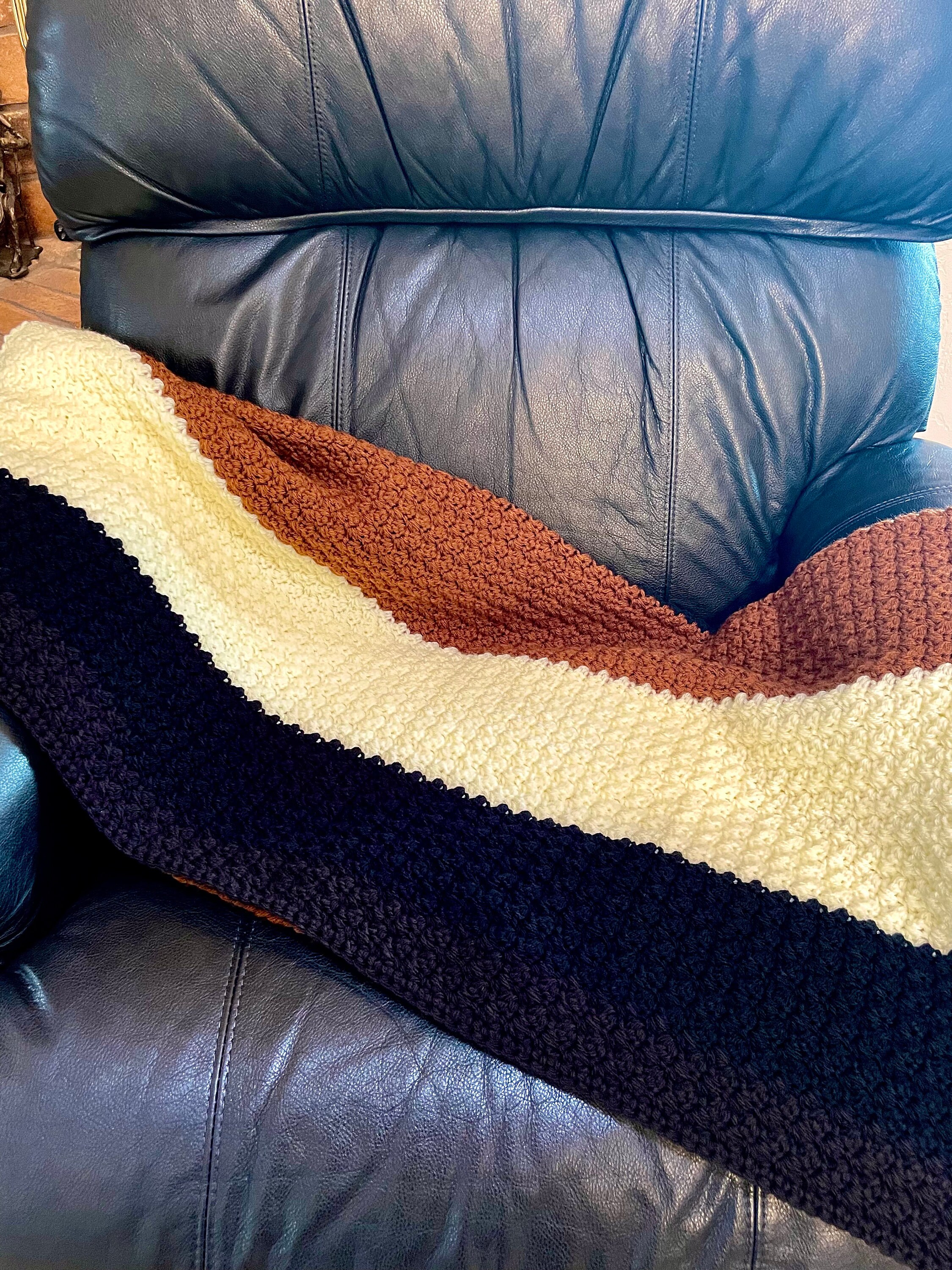 CROCHET PATTERN Easy Striped Throw Blanket - Etsy