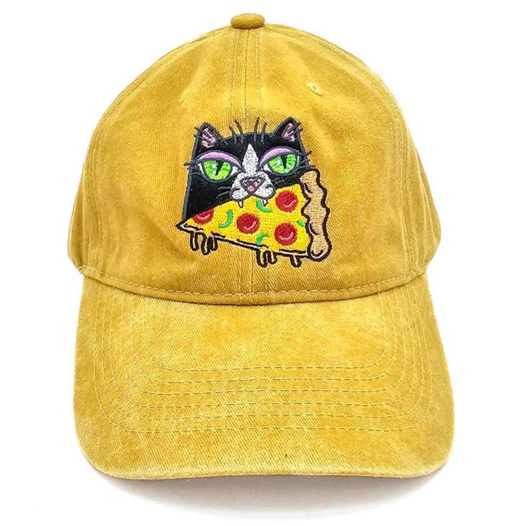 Tuxedo Cat Eating Pizza. Embroidered Cat Hat for Humans. - Etsy