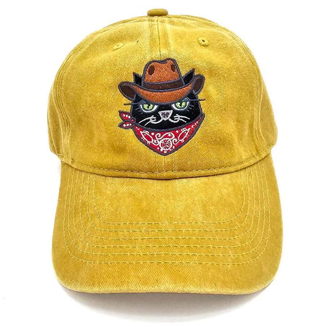 Black Cat Cowboy. Embroidered Cat Hat for Humans. - Etsy