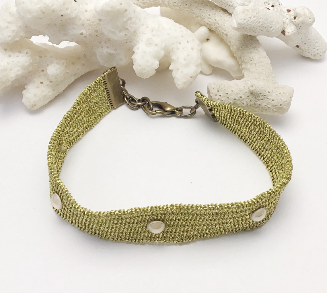 Bracelet tissé doré - Etsy France