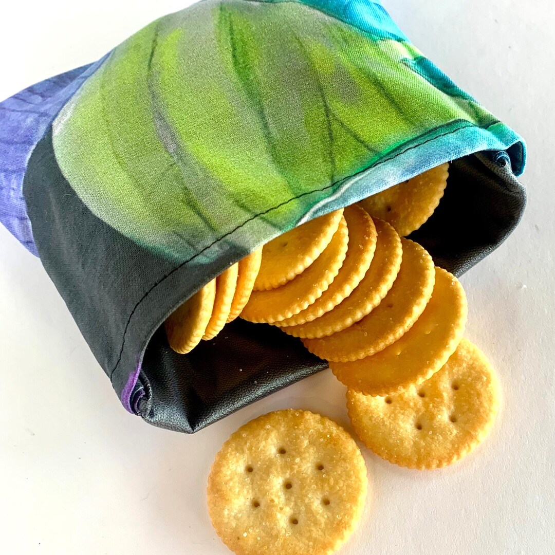 Reusable Snack Bag, Cloth Stash Bag, Reusable Stash Bag, Pretty Snack ...