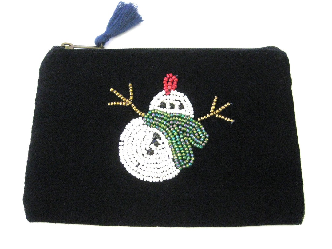 Vintage Purses Black Clutch, Coin Purse Velveteen Colorful Beaded ...