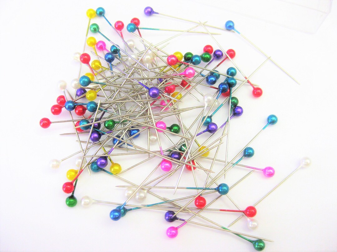 Supplies 100 Assorted Straight Ball Color Head Pins 1 1/2 Sewing ...