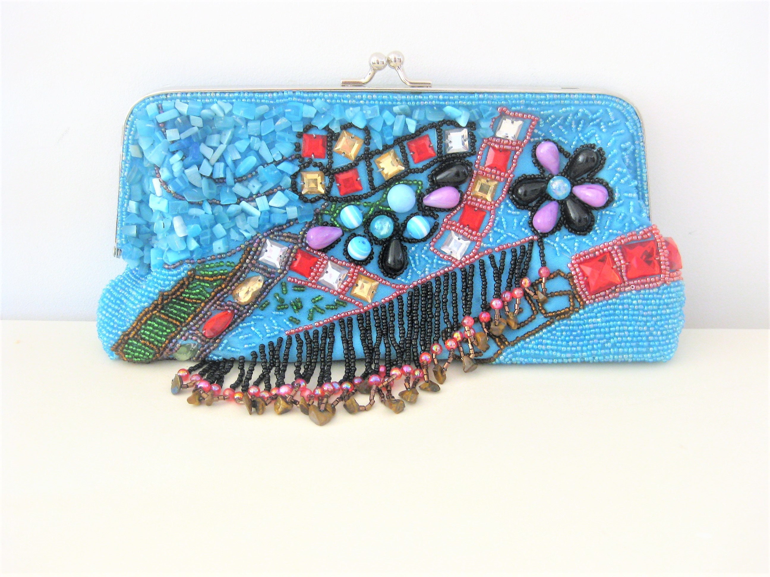 Vintage Purses Beaded Clutch Purse Handbag Turquoise Blue - Etsy España