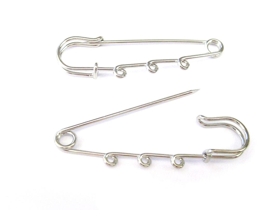 Jewelry Supplies - Safety Pins - 3 Loops - Stainless, 2 1/2" - per 2 or ...