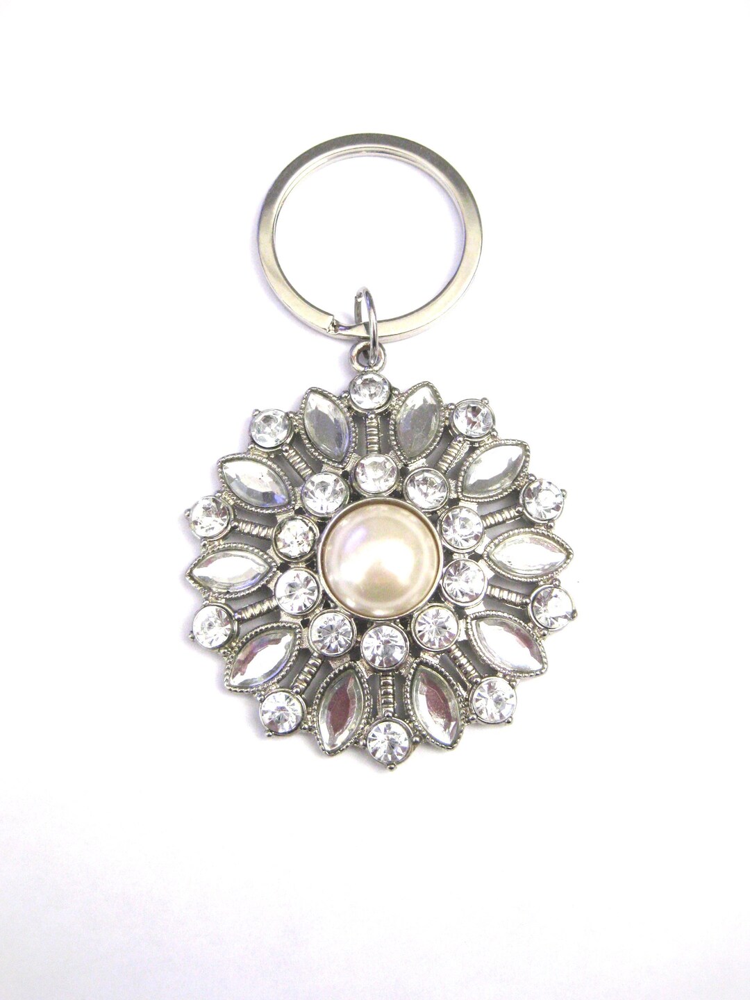 Jeweled Key Rings - Silver Starburst -large Medallion Sparkly - Key ...