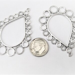 Jewelry Supplies 6 Large Chandelier Earring Pendant LOT Teardrop Loops Silver-tone 3 Pr grp ZS ...