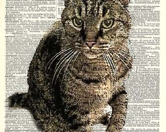 CUSTOM Pet Portrait Print Black With Coloror. Vintage Book | Etsy