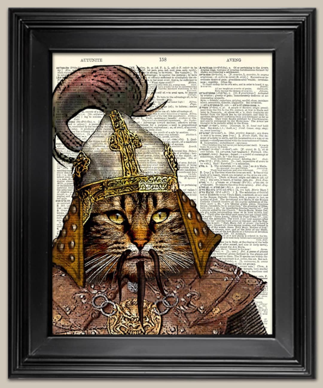 Genghis Khan Cat Wall Art. Vintage Book Page Art Print. Print on Book ...
