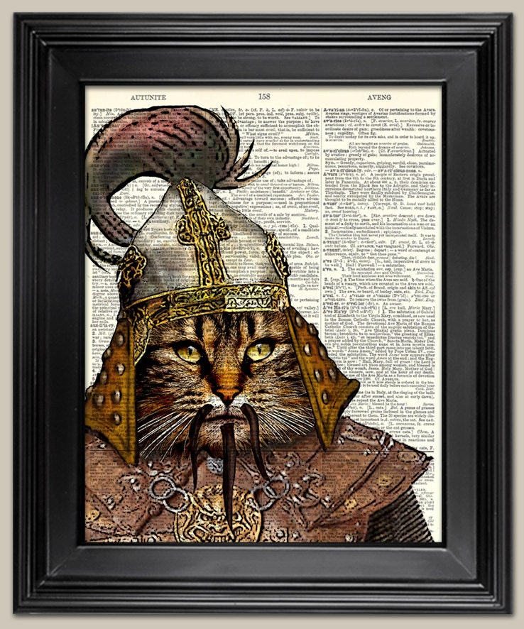 Genghis Khan Cat Wall Art. Vintage Book Page Art Print. Print on Book ...