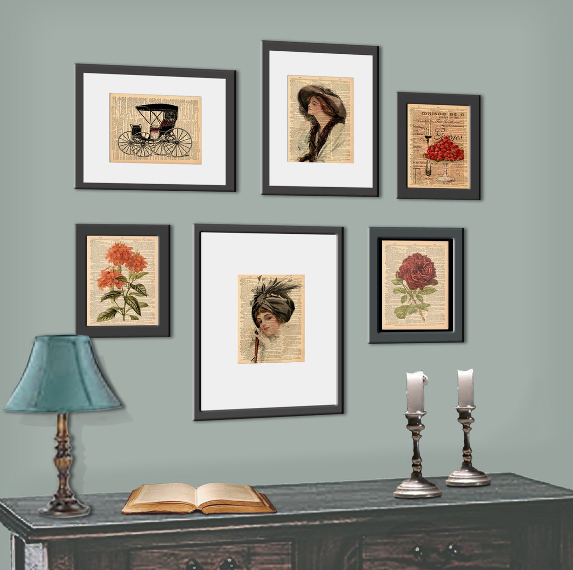 Crown Art Print. Upcycled Vintage Book Page Art Print. Print on Book ...