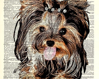 CUSTOM Double Pet Portrait Print With Color. Vintage Book Page | Etsy