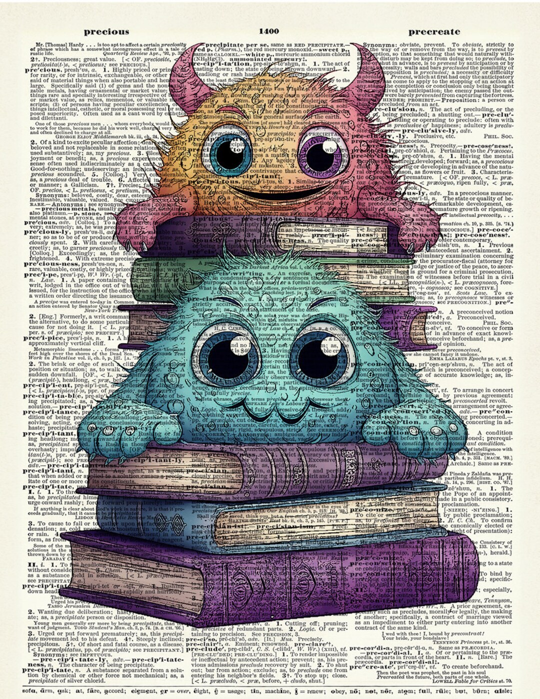Monters With Books. Kids Wall Art. Cute Little Monsters Print - Etsy