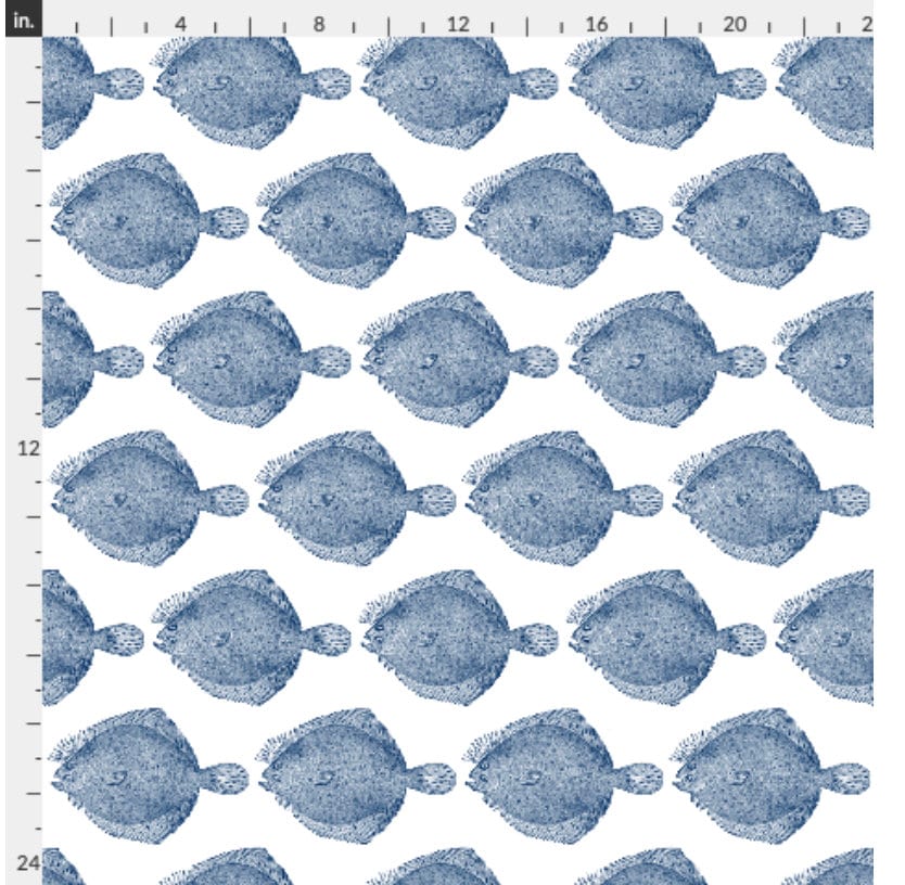 Vintage Flounder Fish Illustration Wallpaper Blue and White - Etsy