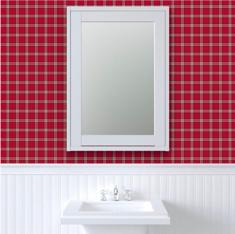 Red Rodeo Plaid Wallpaper - Etsy