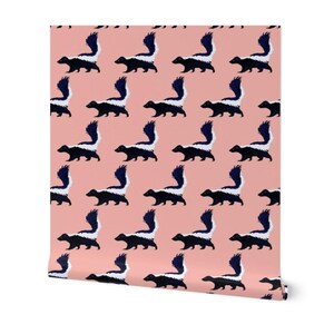 Stinky Skunks Parading on a Coral Background Wallpaper - Etsy